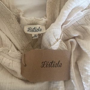 Listicle | Dresses | Nwt Listicle Boho Dress Size L Cream Crochet Gauze ...